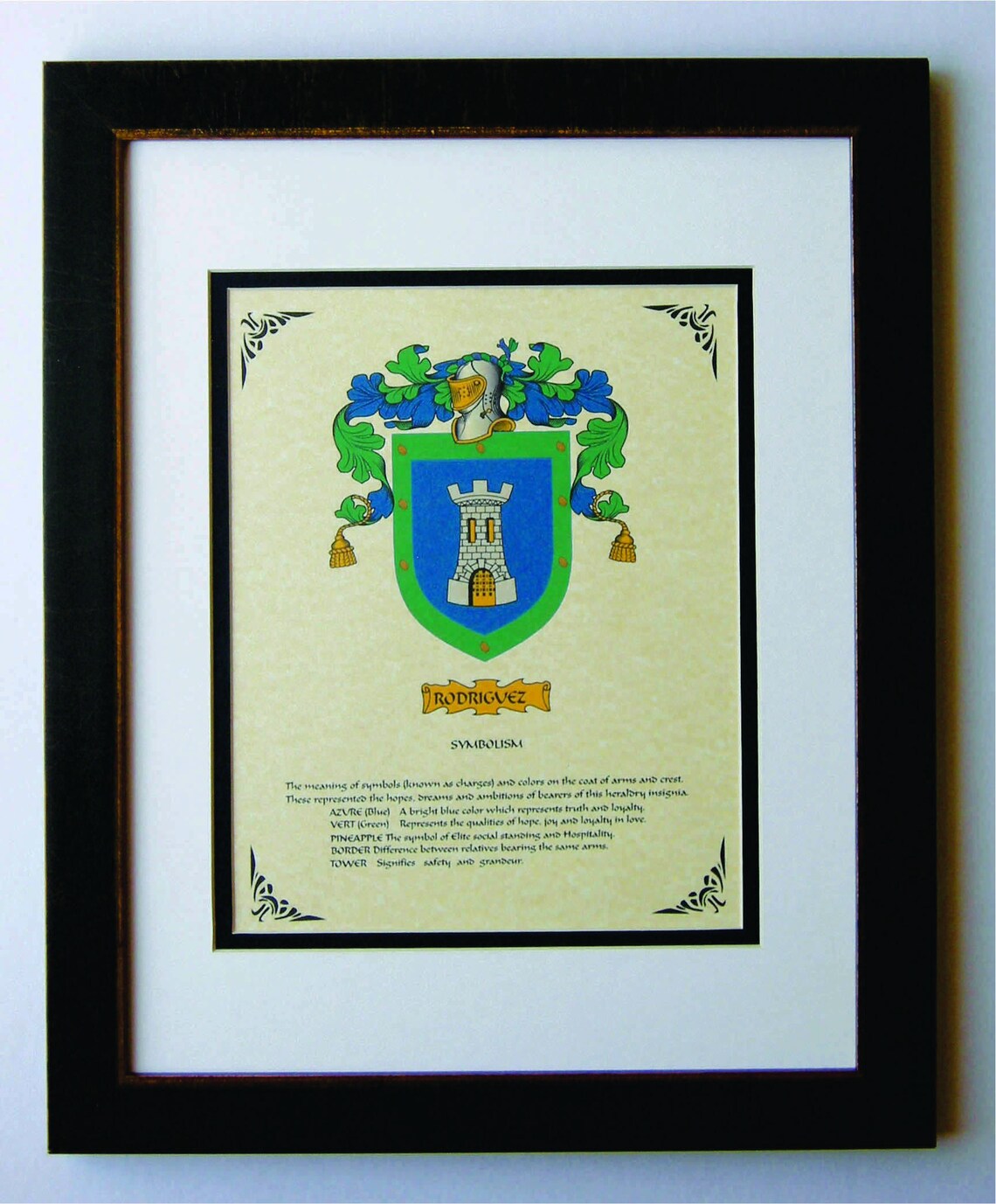 HERALDRY COAT of ARMS Rodriguez Family Crest Framed - Etsy