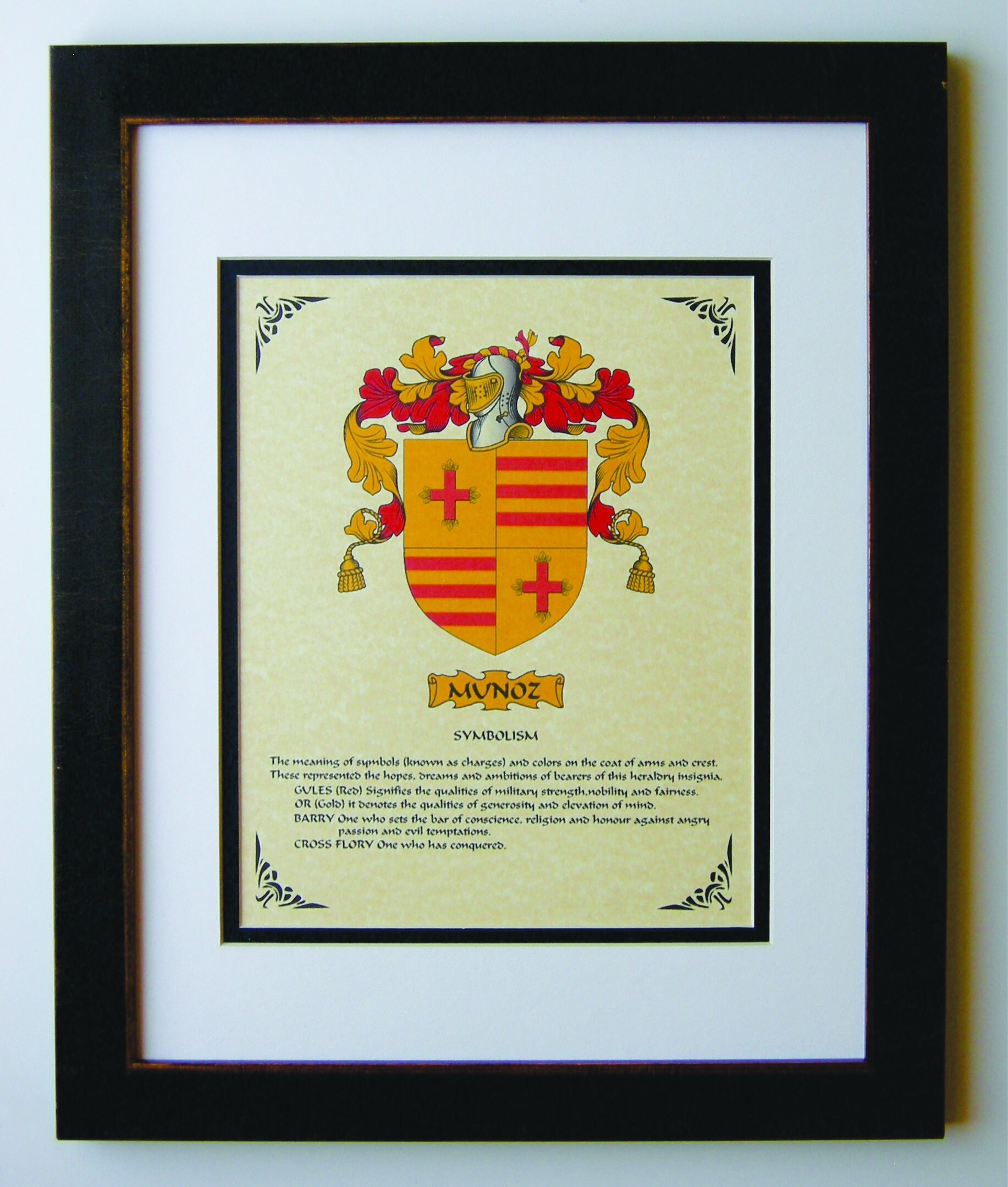 HERALDRY COAT of ARMS Munoz Family Crest Framed - Etsy Israel