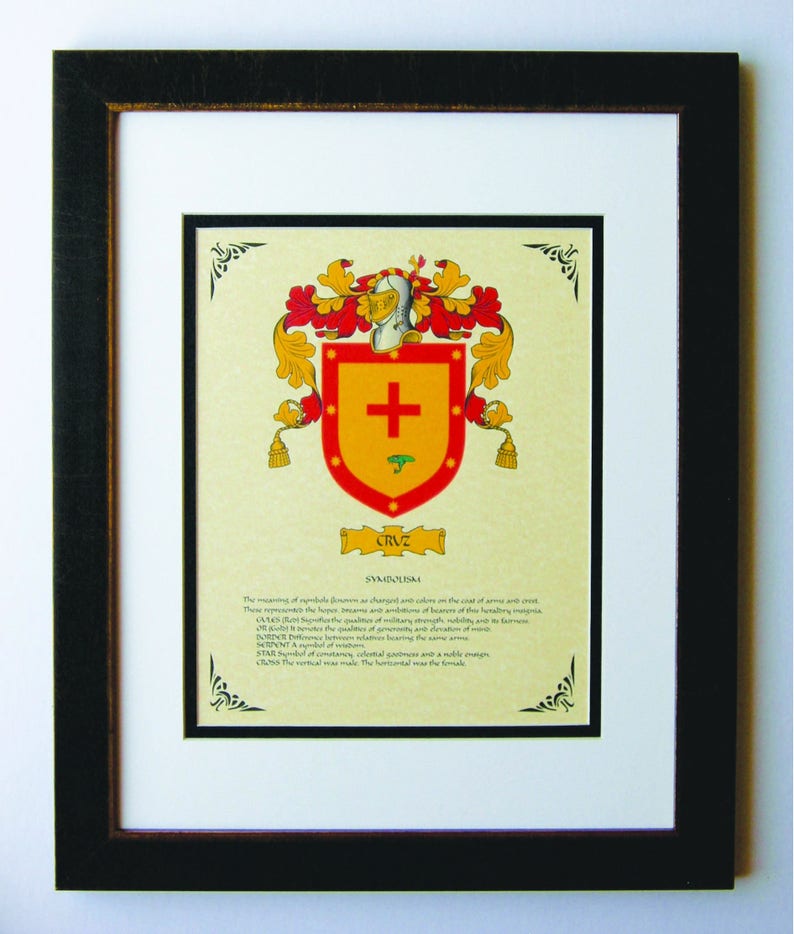 HERALDRY COAT of ARMS Cruz Family Crest Framed - Etsy