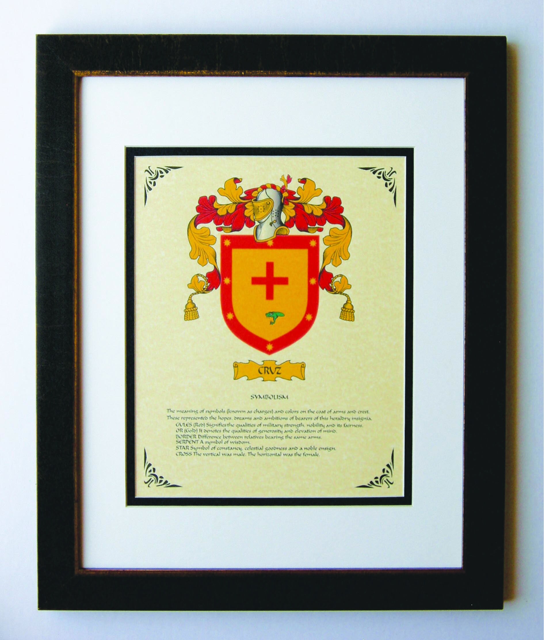 HERALDRY COAT of ARMS Cruz Family Crest Framed - Etsy