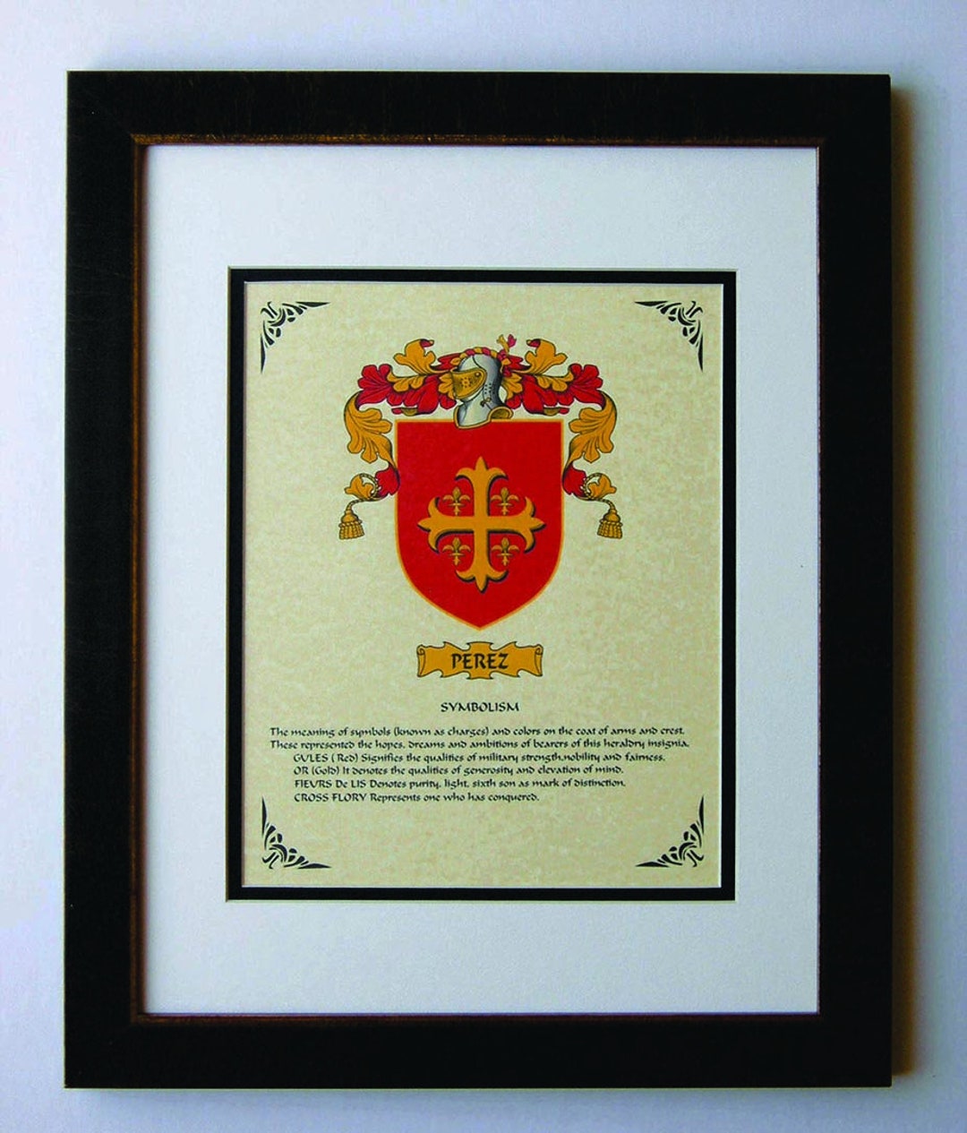 HERALDRY COAT of ARMS Perez Family Crest Framed - Etsy