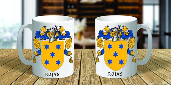 HERALDRY COAT of ARMS Rojas Family Crest Ceramic Mug 11oz. - Etsy