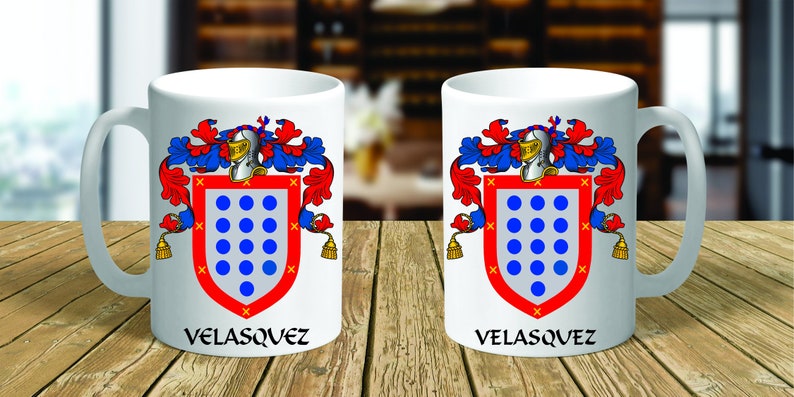 HERALDRY COAT of ARMS Velasquez Family Crest Ceramic Mug - Etsy