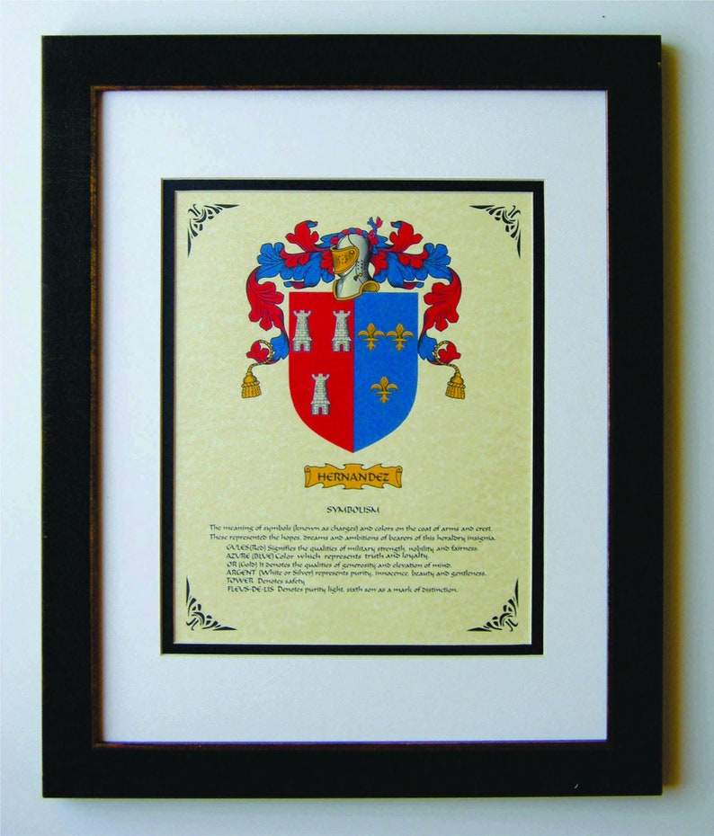 HERALDRY COAT of ARMS Hernandez Family Crest Framed - Etsy.de