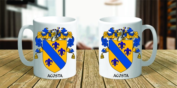 HERALDRY COAT of ARMS Acosta Family Crest Ceramic Mug - Etsy