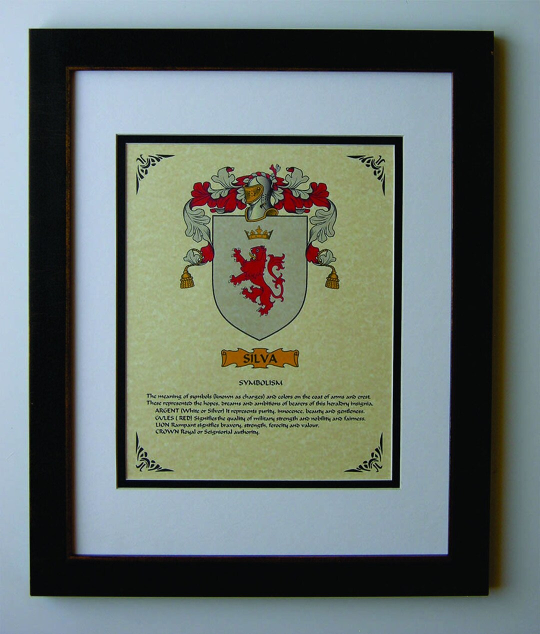 HERALDRY COAT of ARMS Silva Family Crest Framed - Etsy