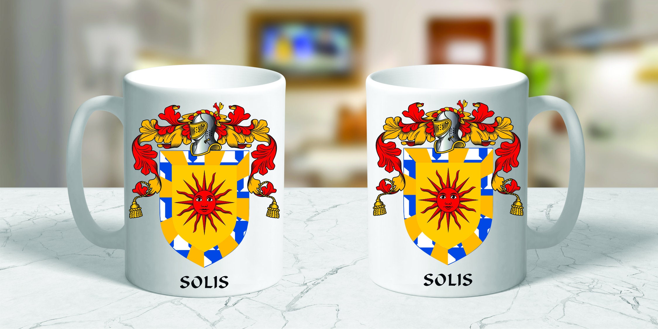 HERALDRY COAT of ARMS Solis Family Crest Ceramic Mug 11oz. - Etsy