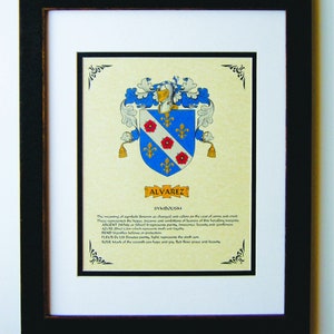 HERALDRY COAT of ARMS Alvarez Family Crest Framed - Etsy