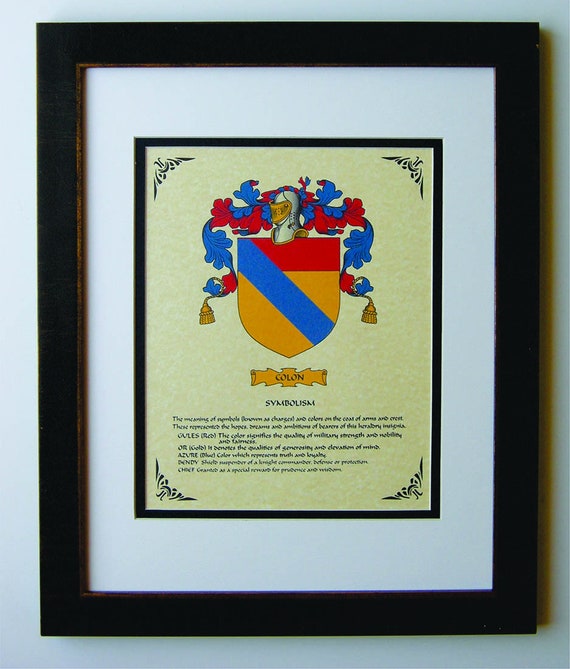 HERALDRY COAT of ARMS Colon Family Crest Framed - Etsy Canada