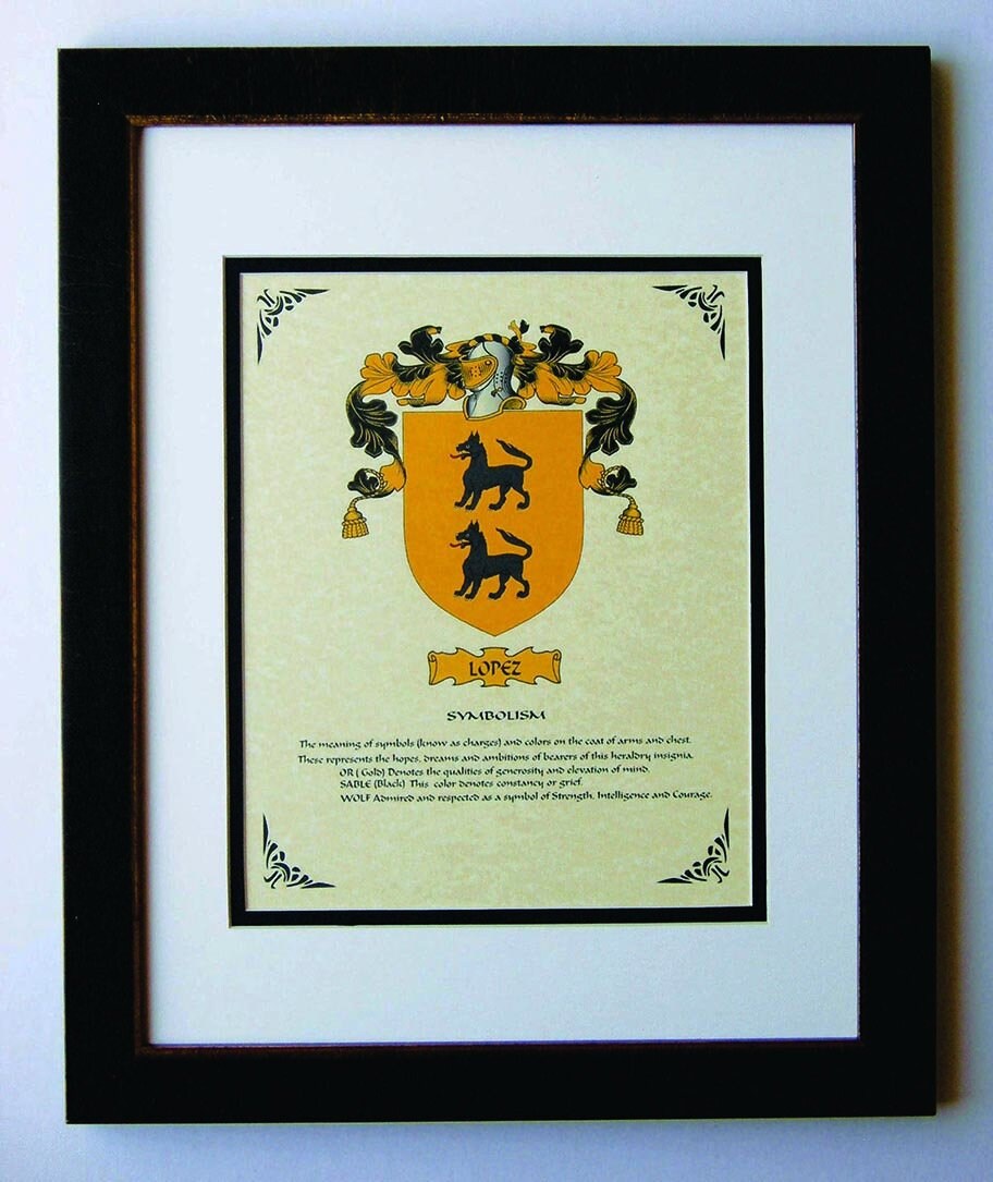 HERALDRY COAT of ARMS Lopez Family Crest Framed - Etsy Ireland