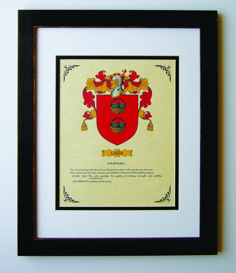 HERALDRY COAT of ARMS Lara Family Crest Framed - Etsy