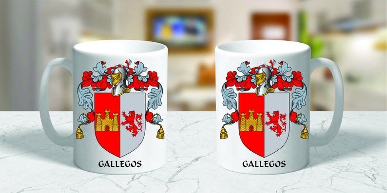 HERALDRY COAT of ARMS Gallegos Family Crest Ceramic Mug 11oz. - Etsy