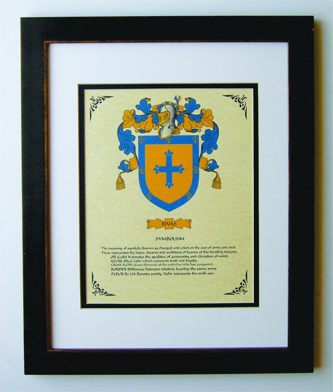 HERALDRY COAT of ARMS Rivas Family Crest Framed - Etsy