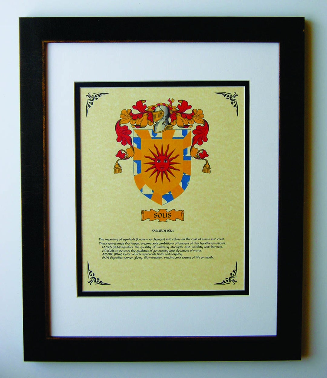 HERALDRY COAT of ARMS Solis Family Crest Framed - Etsy Portugal