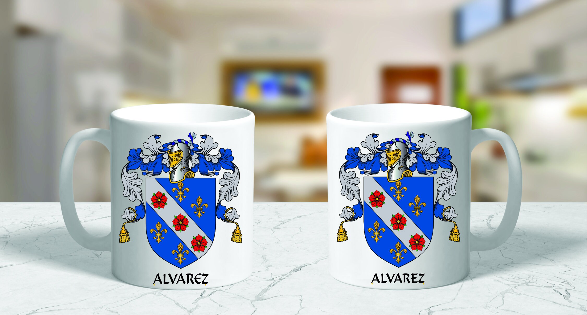 HERALDRY COAT of ARMS Alvarez Family Crest Ceramic Mug 11 - Etsy