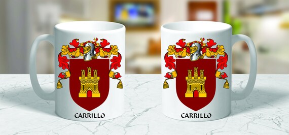 HERALDRY COAT of ARMS Carrillo Family Crest Ceramic Mug - Etsy