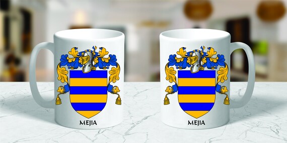 HERALDRY COAT of ARMS Mejia Family Crest Ceramic Mug 11oz. - Etsy