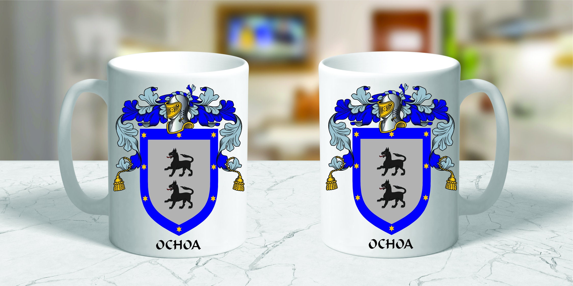 HERALDRY COAT of ARMS Ochoa Family Crest Ceramic Mug 11oz. - Etsy Canada