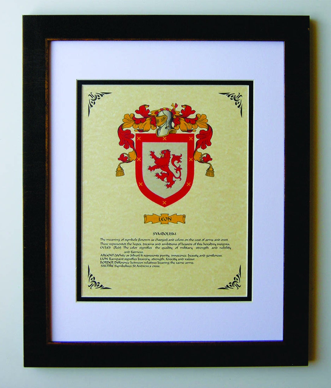 HERALDRY COAT of ARMS Leon Family Crest Framed - Etsy Portugal