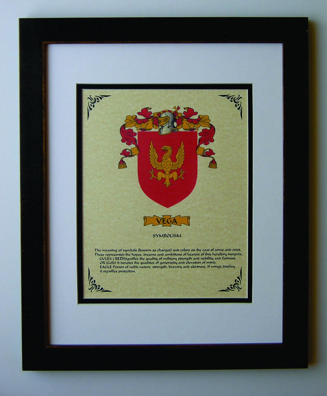 HERALDRY COAT of ARMS Vega Family Crest Framed - Etsy Portugal