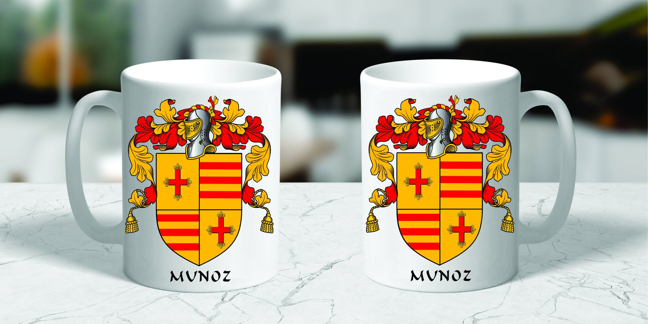 HERALDRY COAT of ARMS Munoz Family Crest Ceramic Mug 11 - Etsy