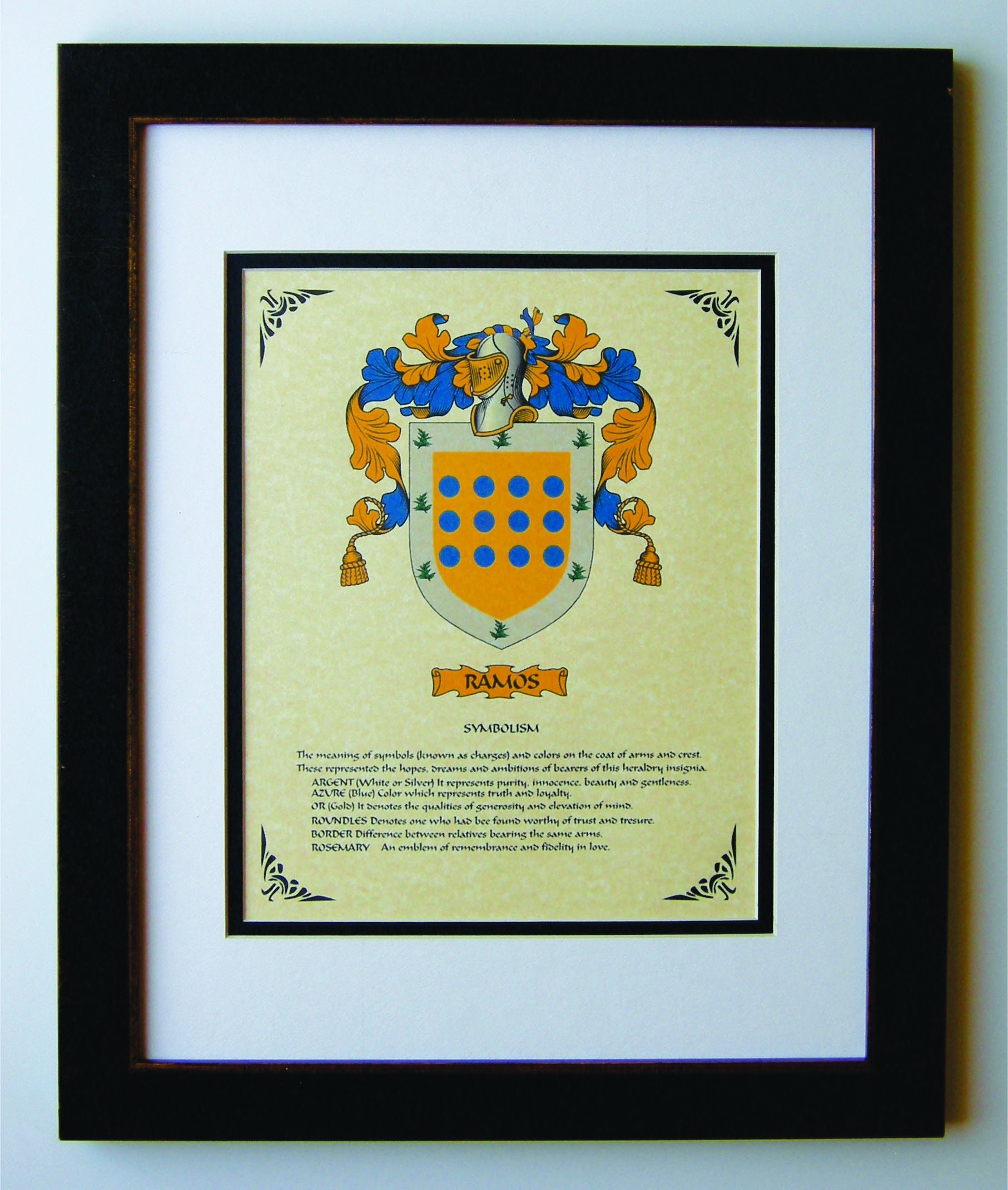 HERALDRY COAT of ARMS Ramos Family Crest Enmarcado - Etsy España