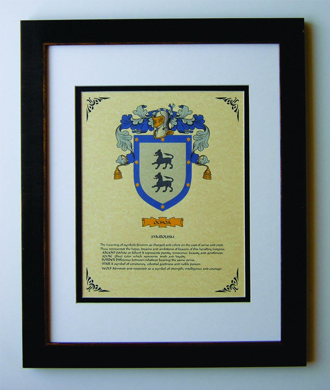 HERALDRY COAT of ARMS Ochoa Family Crest Framed - Etsy UK
