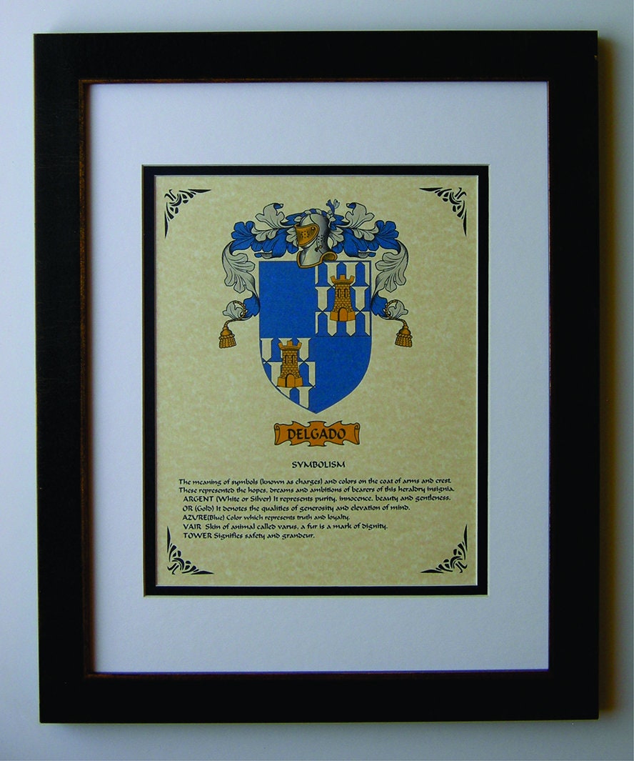 HERALDRY COAT of ARMS Delgado Family Crest Framed - Etsy