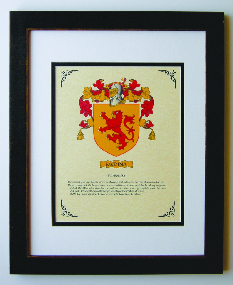HERALDRY COAT of ARMS Medina Family Crest Framed - Etsy