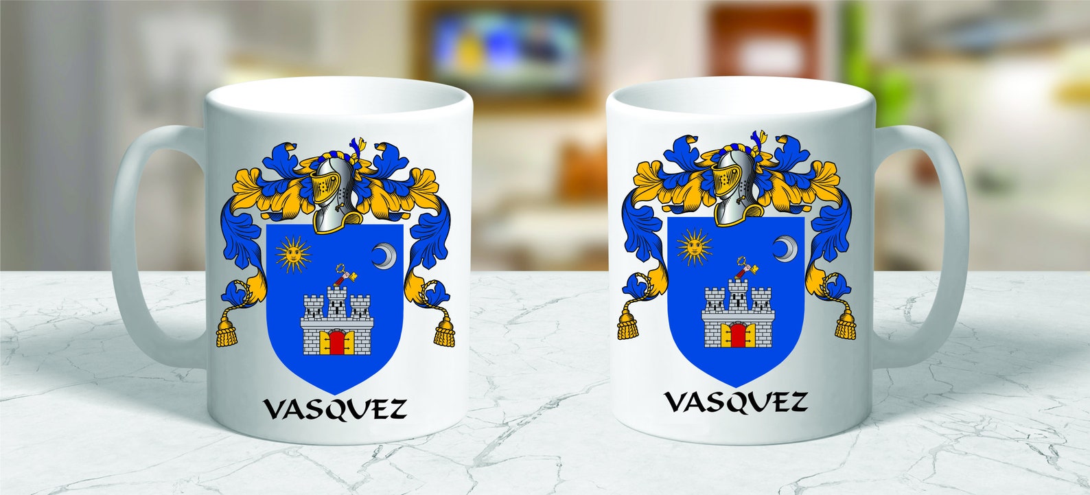 HERALDRY COAT of ARMS Vasquez Family Crest Ceramic Mug 11 - Etsy