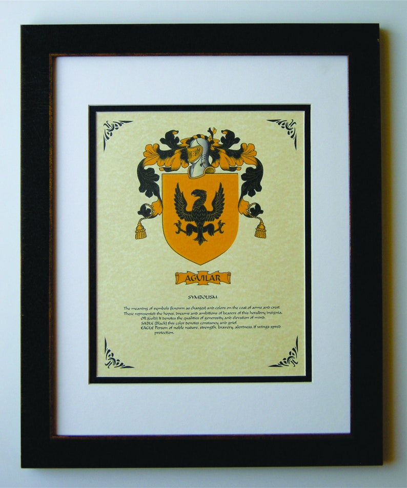 HERALDRY COAT of ARMS aguilar Family Crest Framed - Etsy