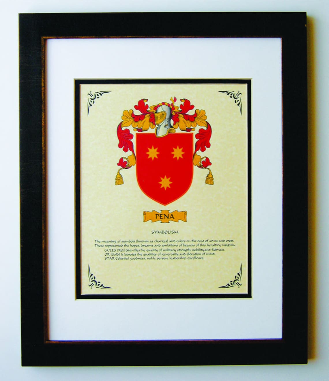 HERALDRY COAT of ARMS Pena Family Crest Framed - Etsy Canada