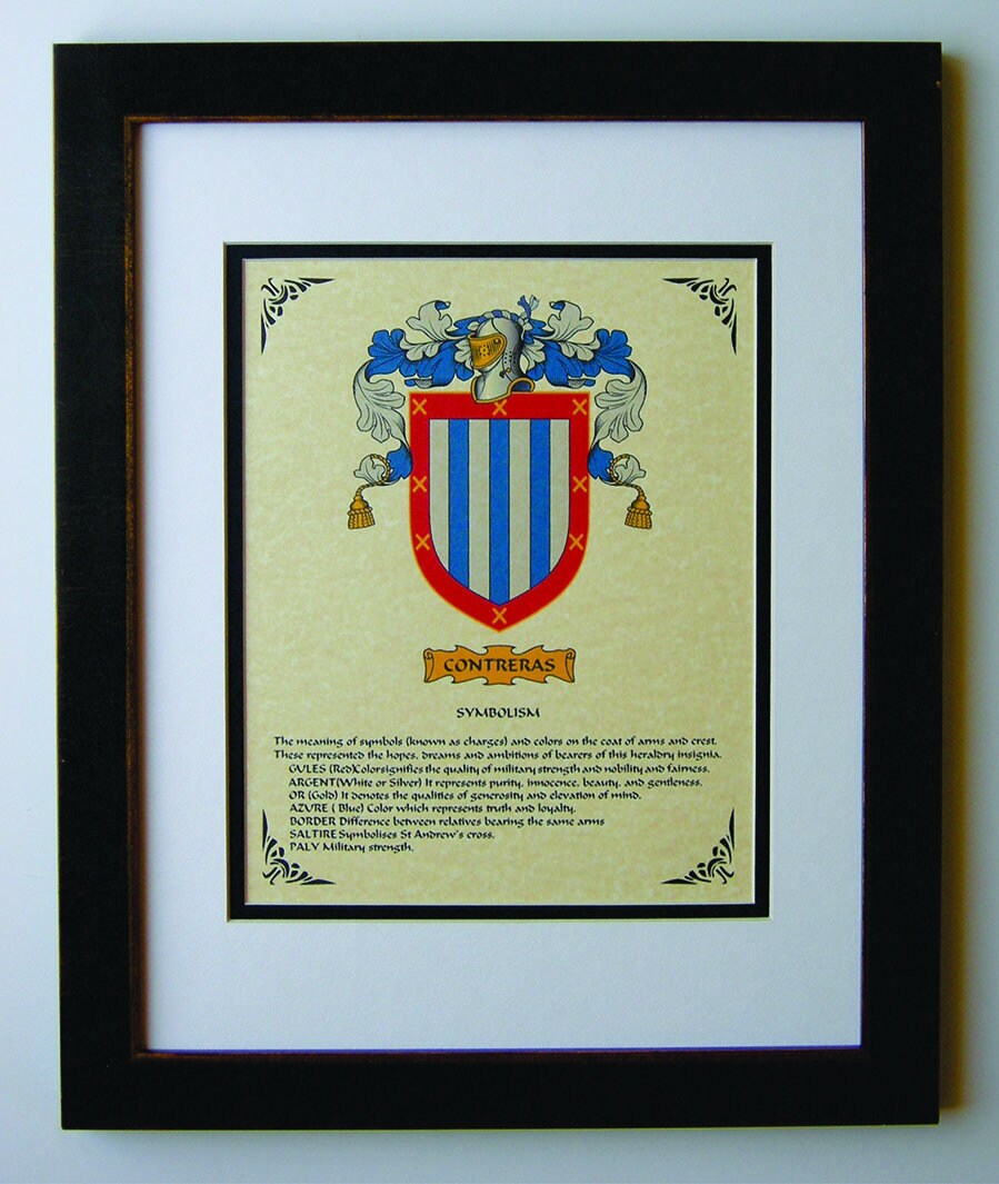 HERALDRY COAT of ARMS Contreras Family Crest Enmarcado - Etsy España