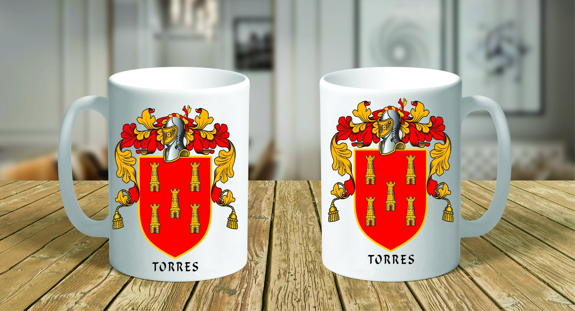 ESCUDO DE HERÁLDICA Escudo de la Familia Torres Taza de cerámica 11oz ...