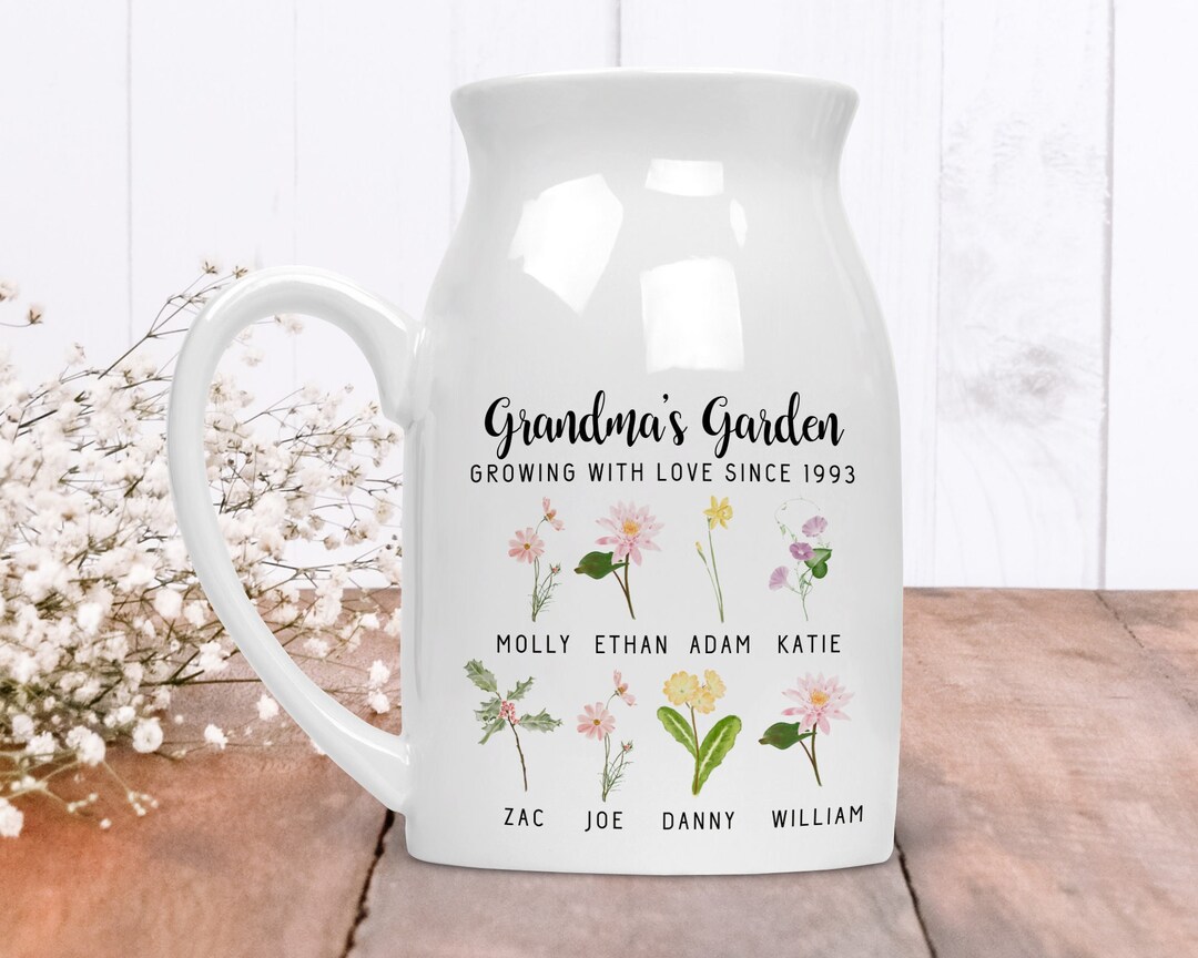 Personalized Grandma's Garden Flower Pot, Mother Day Gift, Flower Vase ...