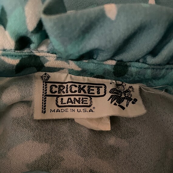 Vintage 70s Cricket Lane Blue White Leaf Ruffle Colla… - Gem