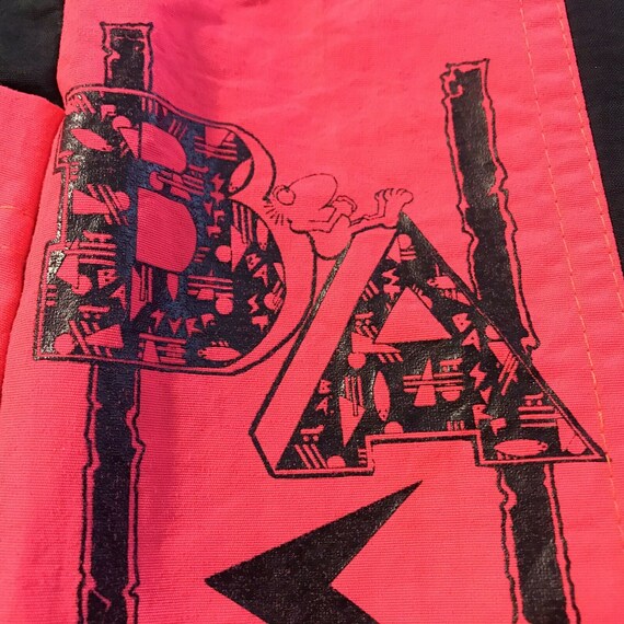 RARE True Vintage 80s B. A. Surf Stuff Neon Red Black… - Gem