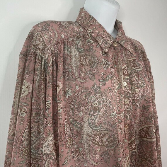 Vintage 80s Judy Bee Dusty Pink Green Paisley Balloon… - Gem