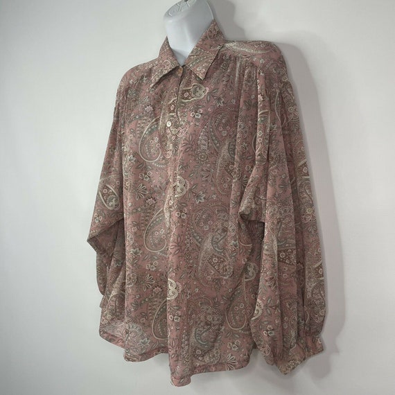 Vintage 80s Judy Bee Dusty Pink Green Paisley Balloon… - Gem