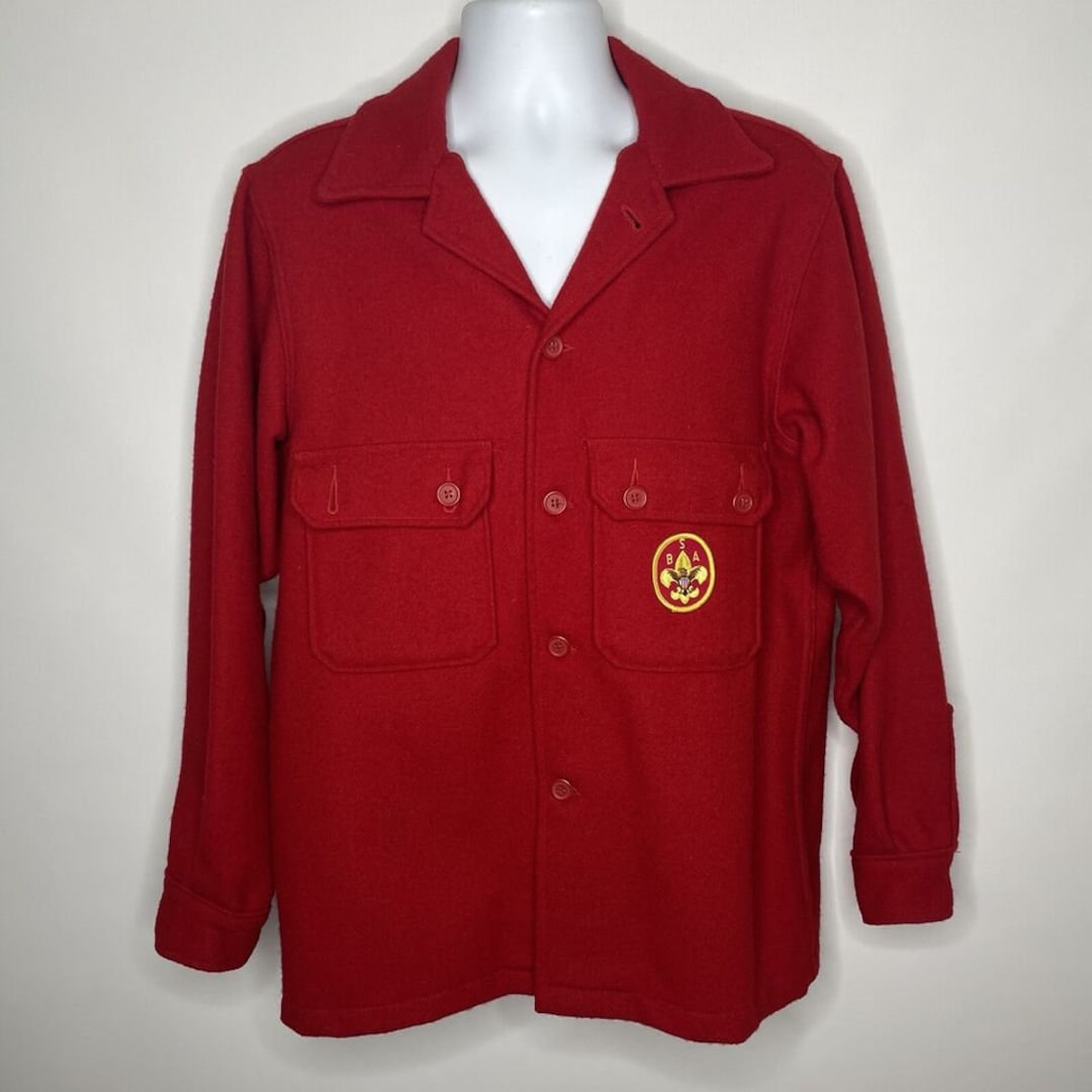 Vintage 80s Boy Scouts BSA Official Jacket Red Wool Jac-shirt Shacket ...