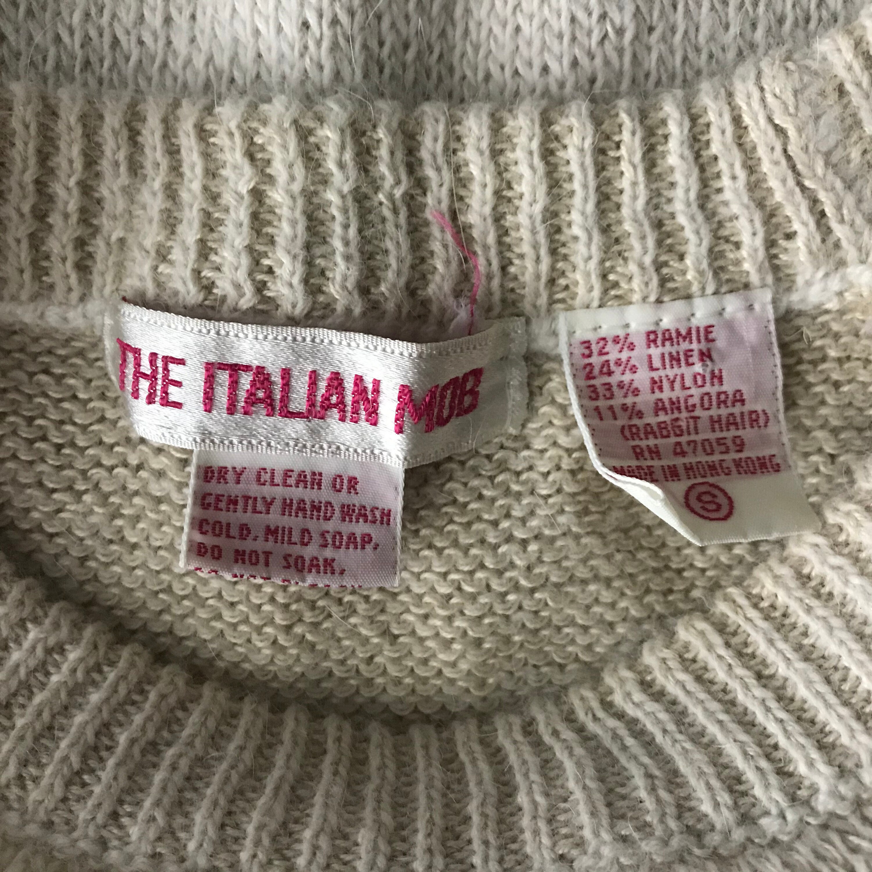 Vintage 80s the Italian Mob Floral Beaded Ivory Fuzzy Angora Sweater ...