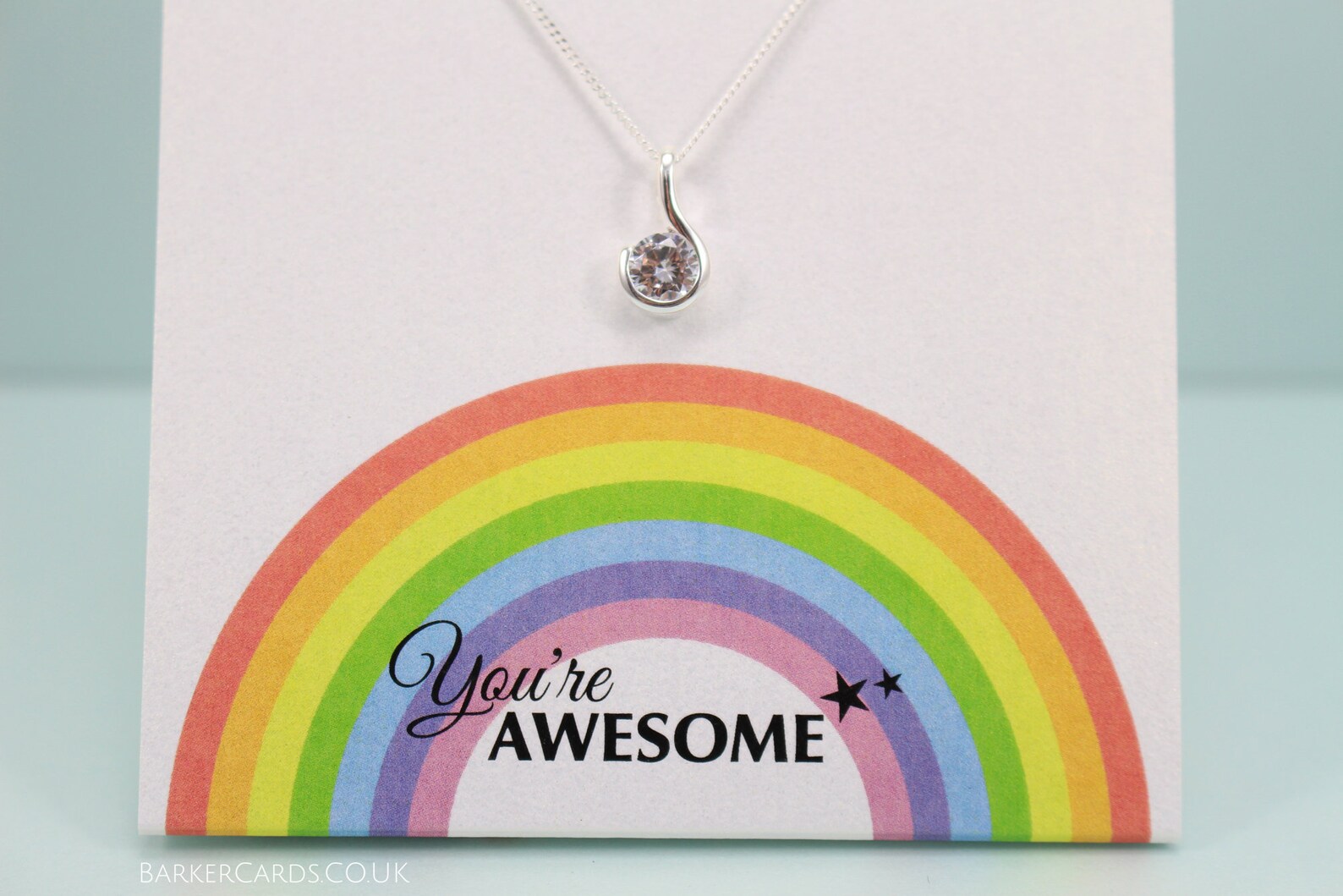 Rainbow Thank You NHS Silver CZ Drop Necklace Pendant on Chain | Etsy