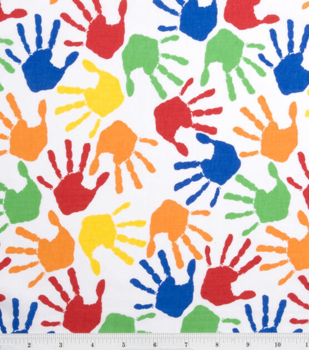 Hand Prints Novelty Quilt Cotton Fabric Sold by the Yard, Multicolor ...