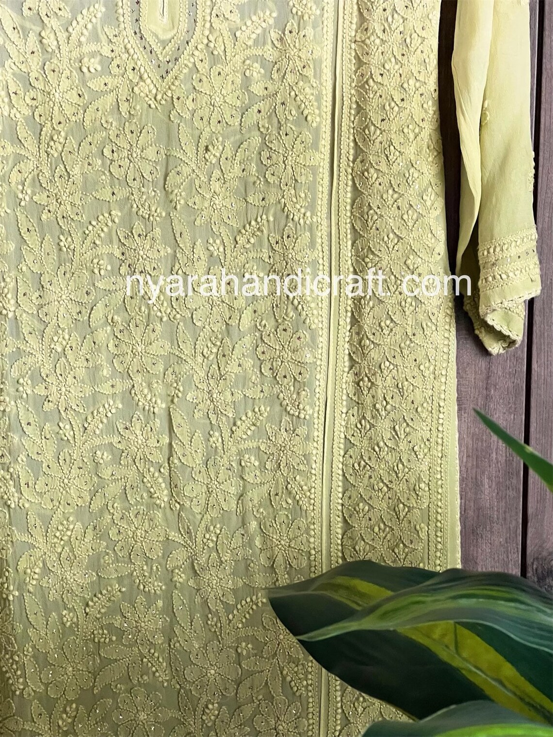 Ombre Georgette Kurta With Chikankari and Mukaish Kaamdani Work /liner ...