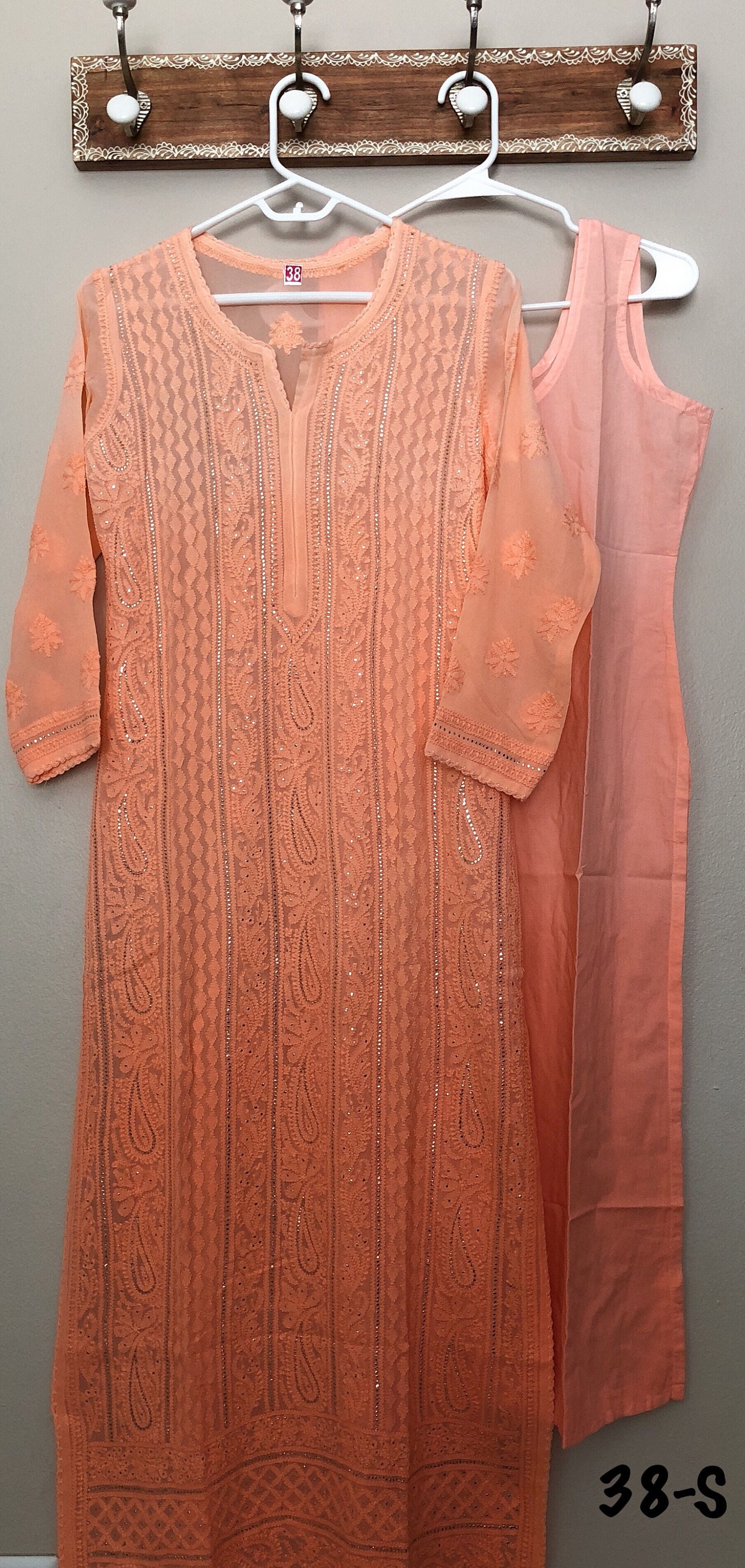 Superfine Chikankari on shaded georgette with mukaish, kaamdani work ...