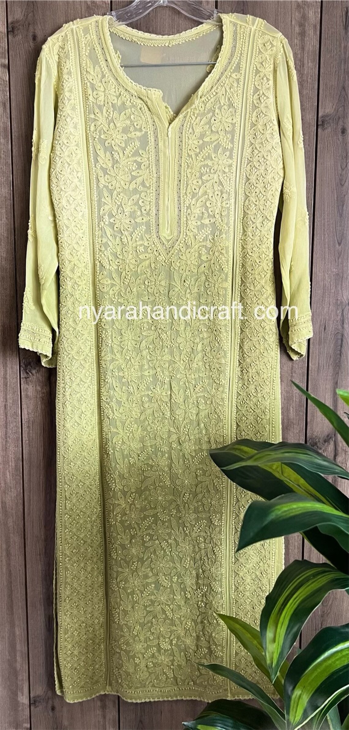 Ombre Georgette Kurta With Chikankari and Mukaish Kaamdani Work /liner ...