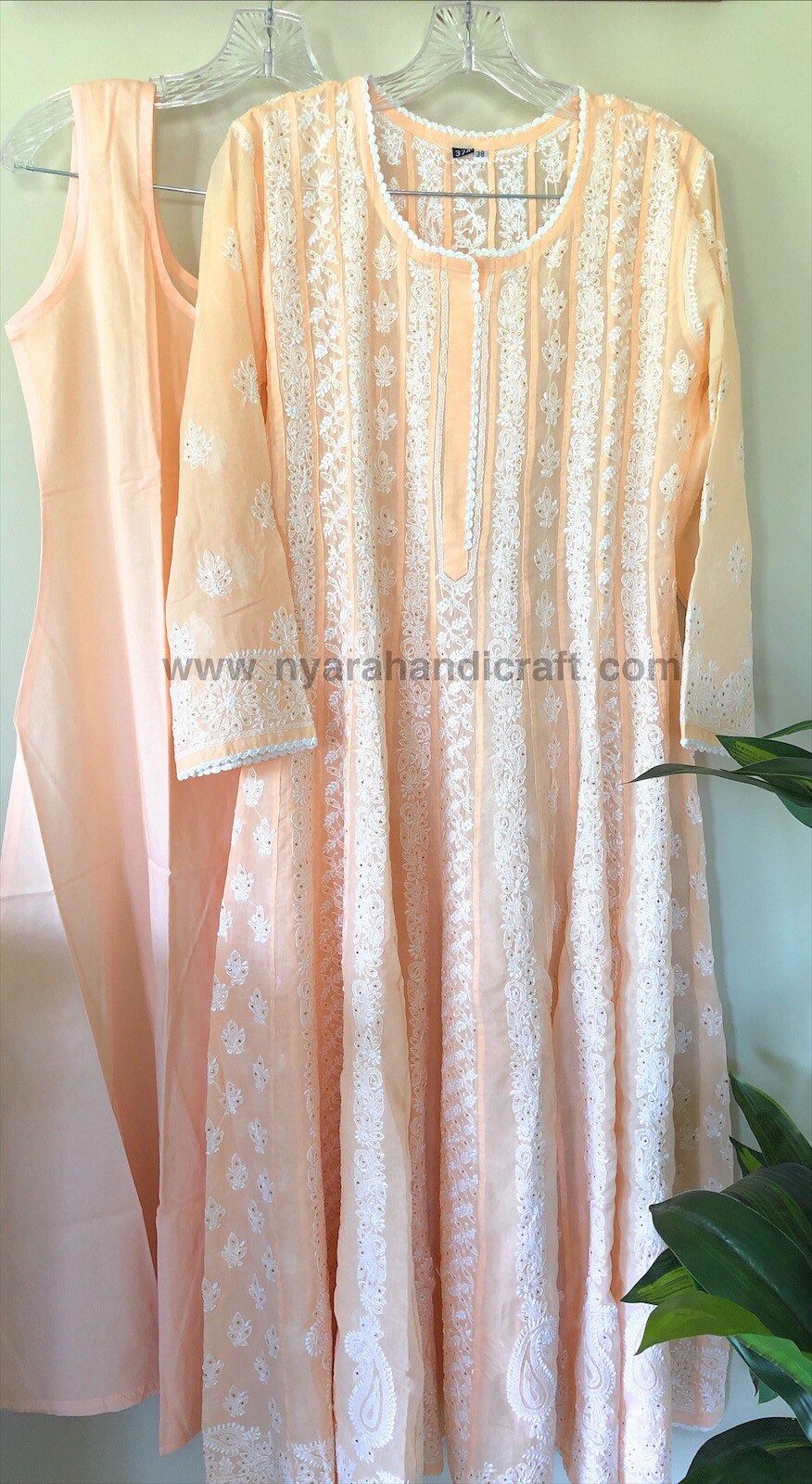 Lucknow Chikankari Anarkali on soft cotton/Heavy embroidery/Includes ...