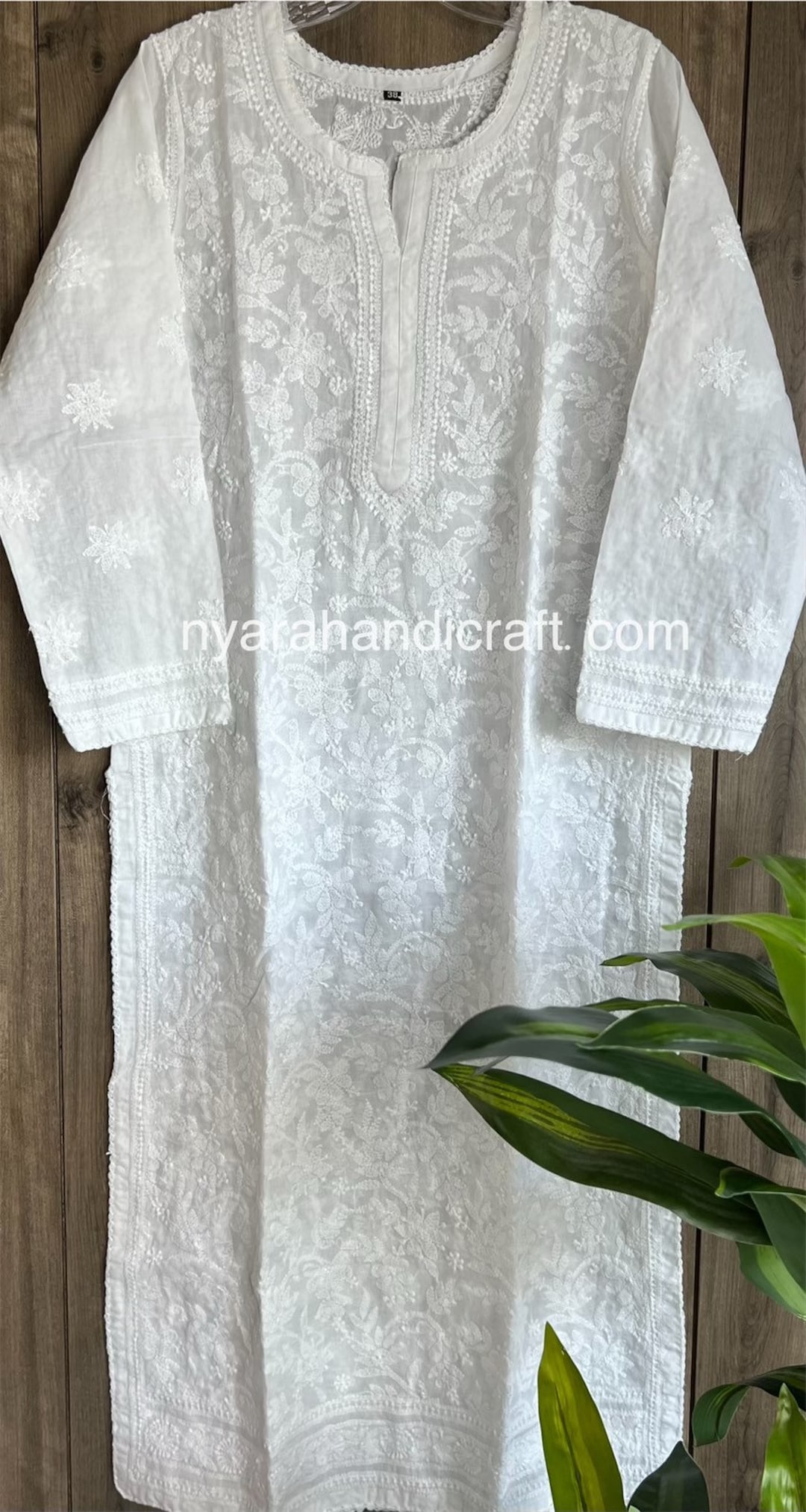 Lucknow Chikankari White Kurta / Soft Cotton / FREE SHIPPING in US - Etsy