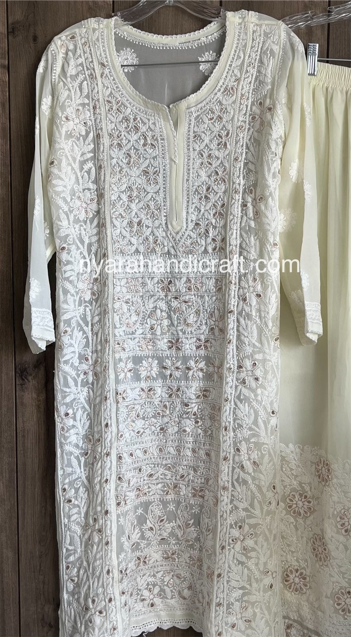 Cream Lucknow Chikankari Suit / 4 Pc Set / Gota Patti - Etsy