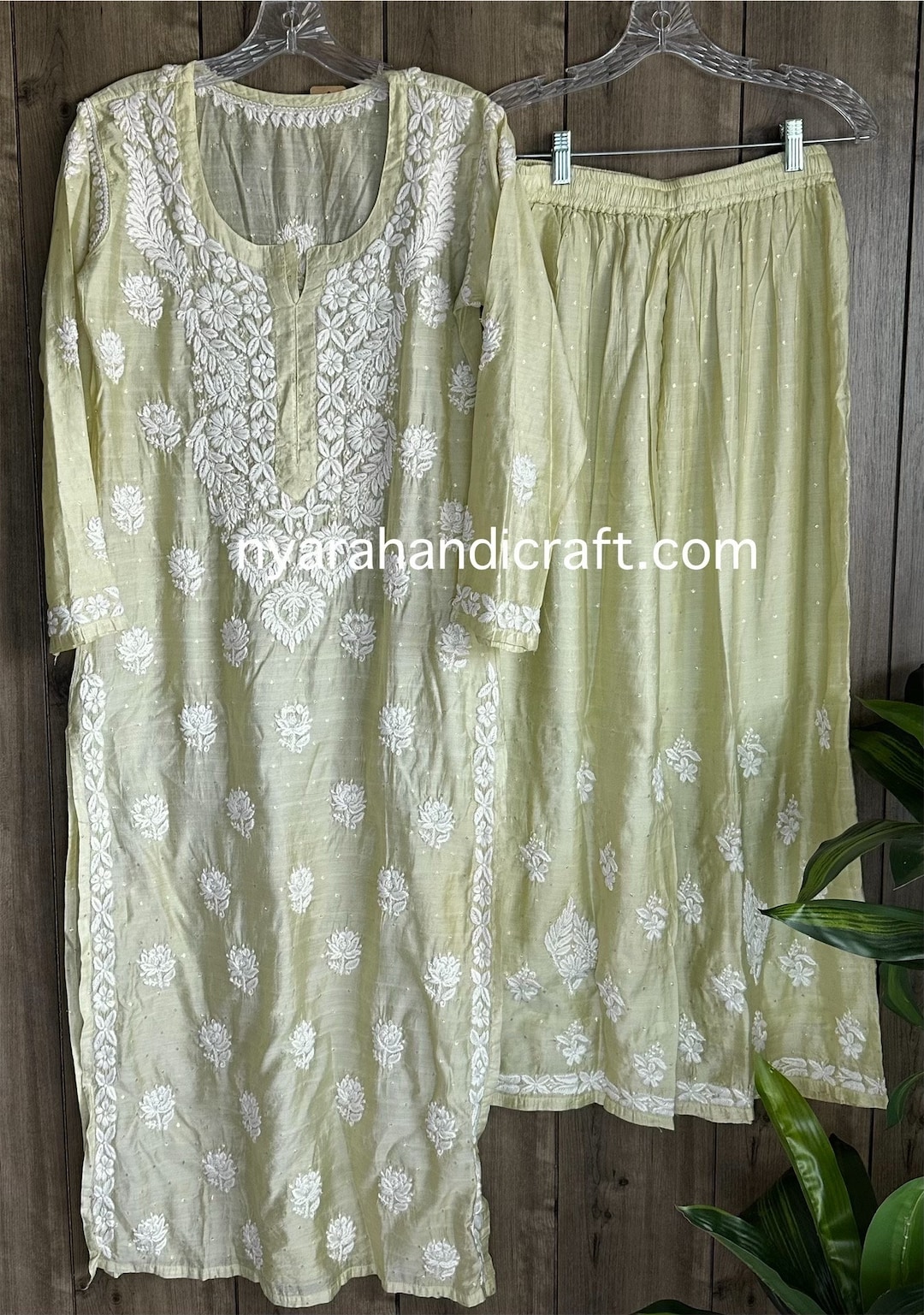 Lucknow Chikankari Kurta and Palazzo /liner Included /free Shipping - Etsy